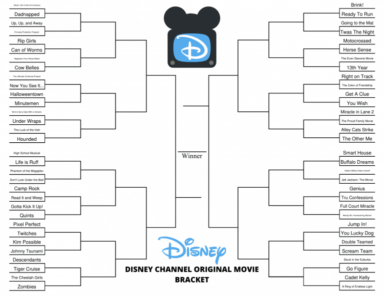 Disney Channel Original Movie Printable Bracket - To Eternity And Beyond